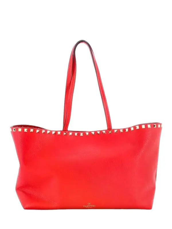 Valentino Garavani Rockstud Leather Medium Tote Bag - Red
