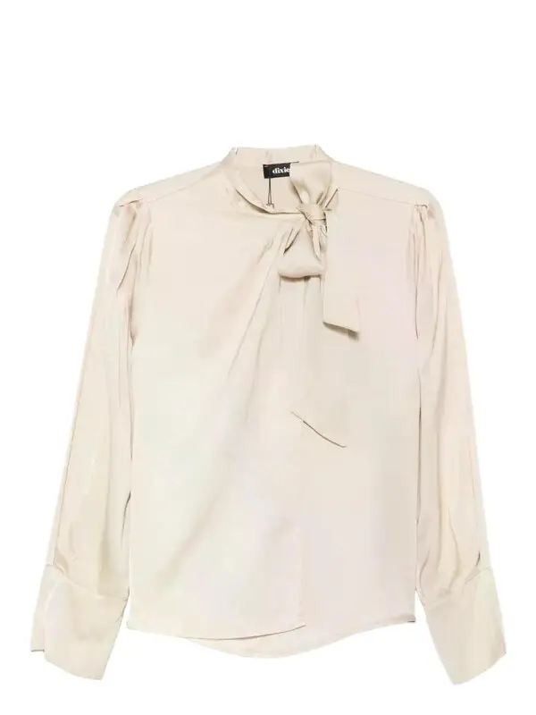 Dixie Bow Detail Long-sleeve Blouse - Neutrals