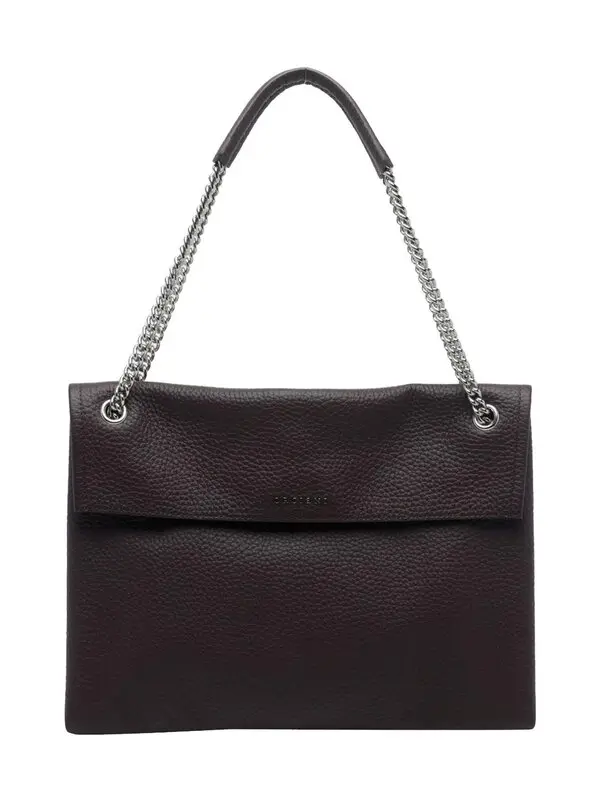 Orciani Venus Medium Shoulder Bag In Hammered Leather With Chain-mail Handle - Red