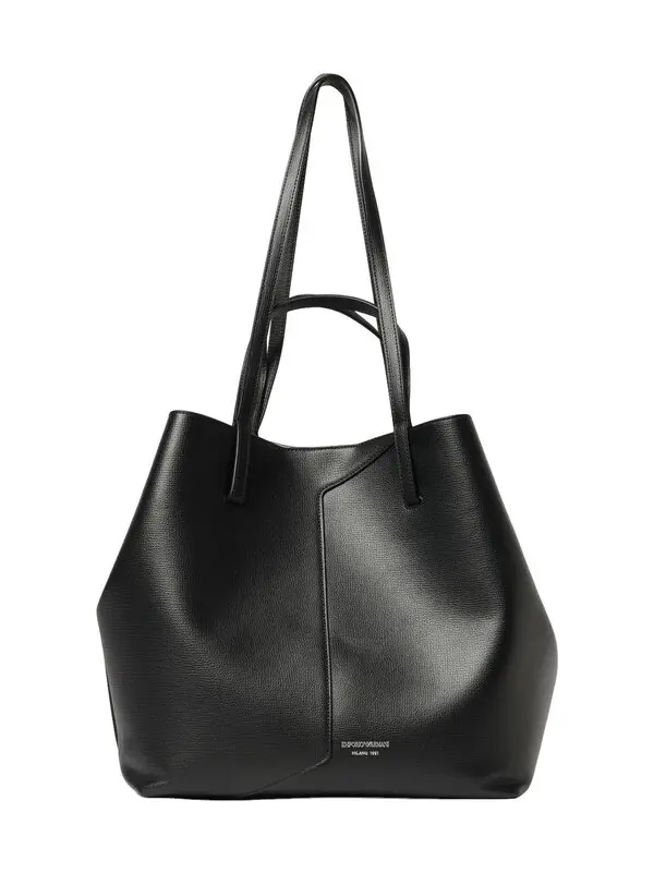 Emporio Armani Bovine Leather Shoulder Bag With Four Handles And Pouch - Black