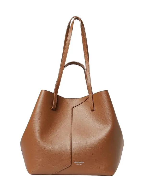 Emporio Armani Bovine Leather Shoulder Bag With Four Handles And Pouch - Brown