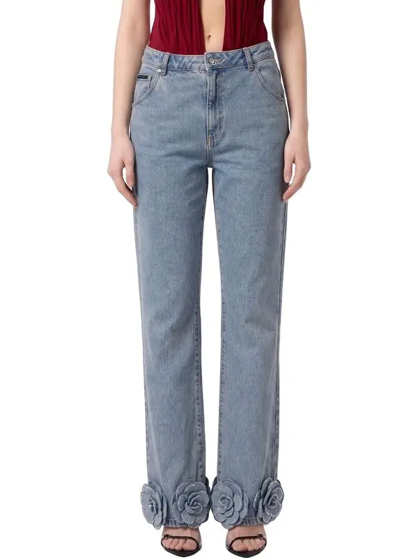 Philipp Plein Embellished Flower Detail Jeans - Denim