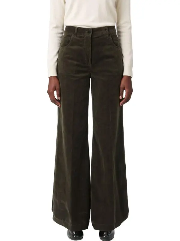 Aspesi Mid-rise Flared Velvet Trousers - Green