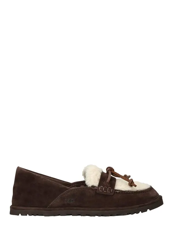 UGG Suede Zora Loafers With Sheepskin Lining - Brown