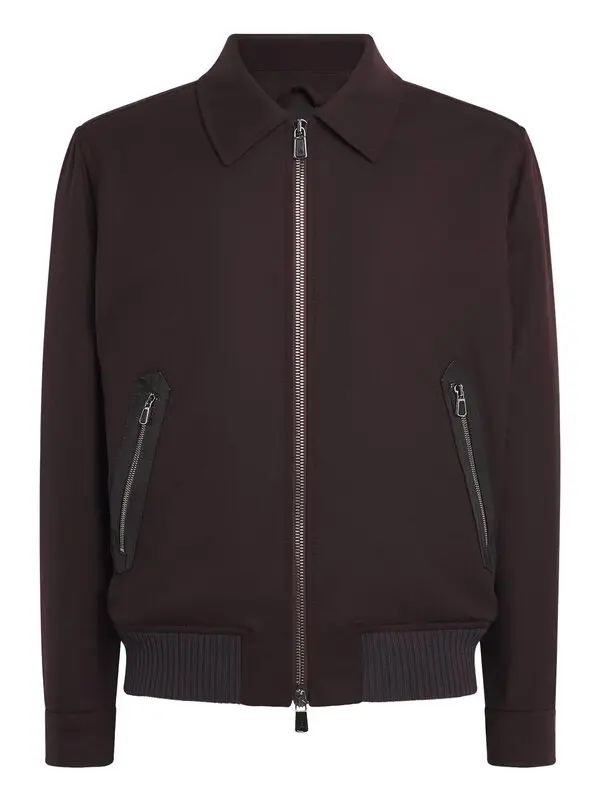 Isaia Wool Padded Aviator Jacket - Red