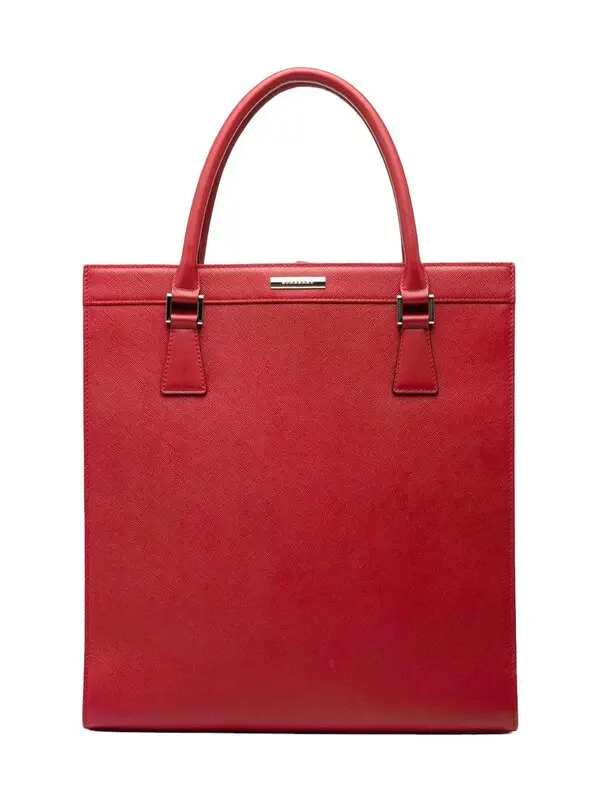 Burberry Leather Tote Bag - Red
