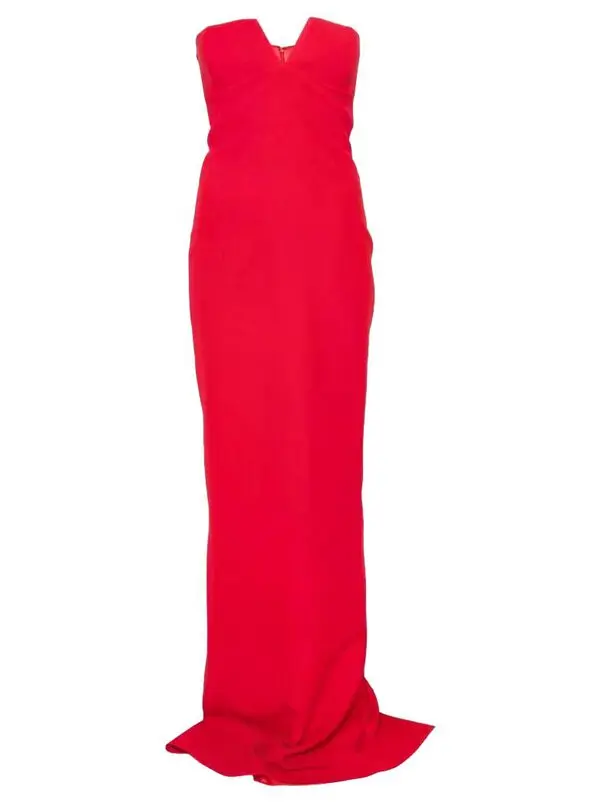 THE NEW ARRIVALS ILKYAZ OZEL Ecliptica Strapless V-neck Maxi Dress - Red