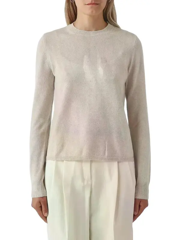 Max Mara Cashmere Melange Effect Crew Neck Sweater - Neutrals