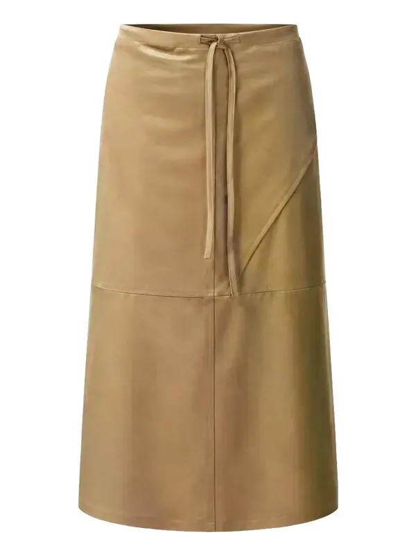KARTIKA Faux-suede Drawstring Skirt - Neutrals