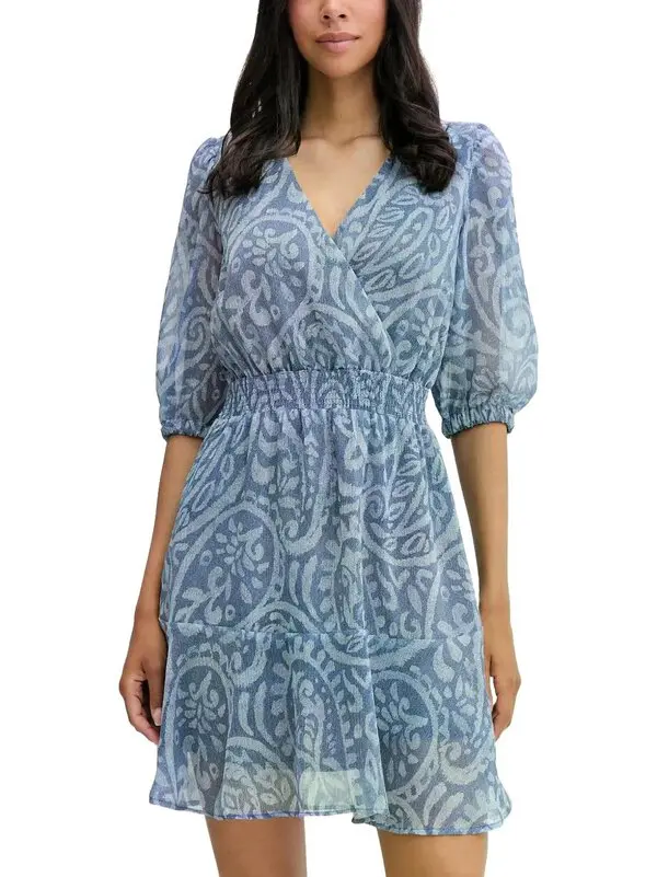 MORGAN Paisley Print Wrap-style Dress - Blue