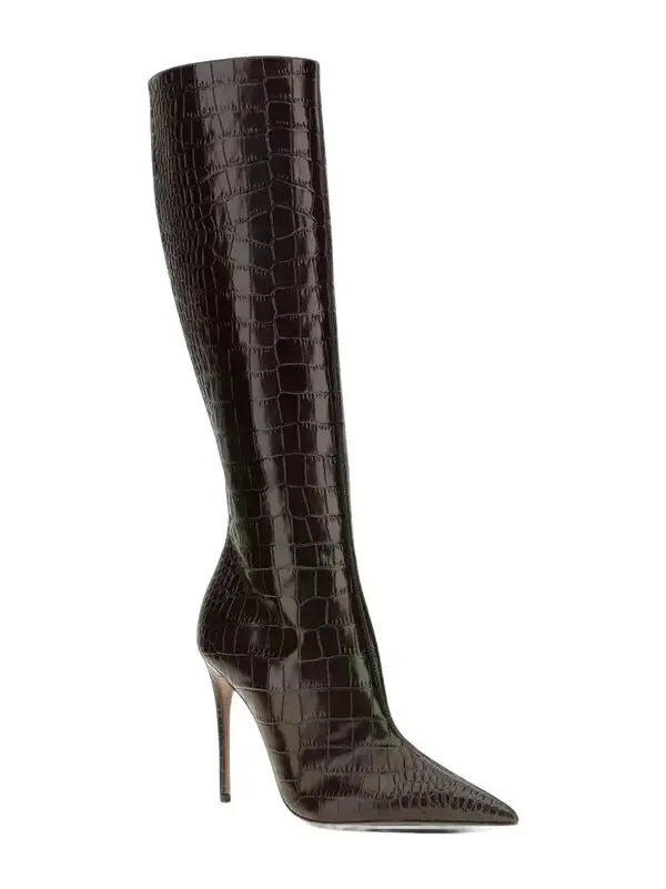 Paris Texas Vera Croc-effect Knee-high Boots - Brown