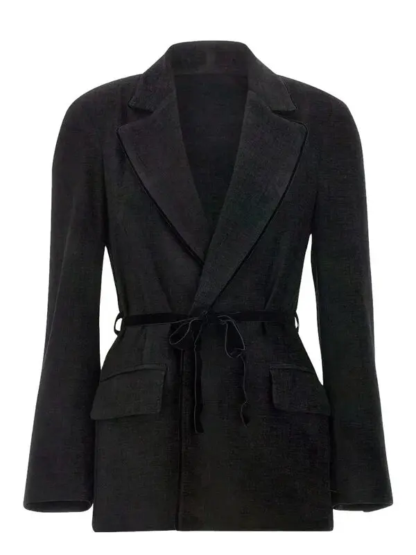KAOS Belted Suede-effect Blazer - Black