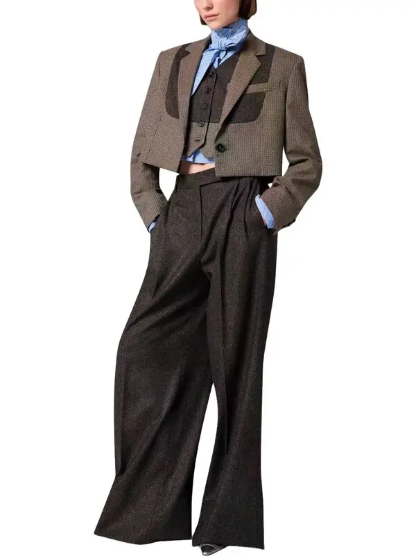 MSGM Pleated Wide-leg Trousers - Brown