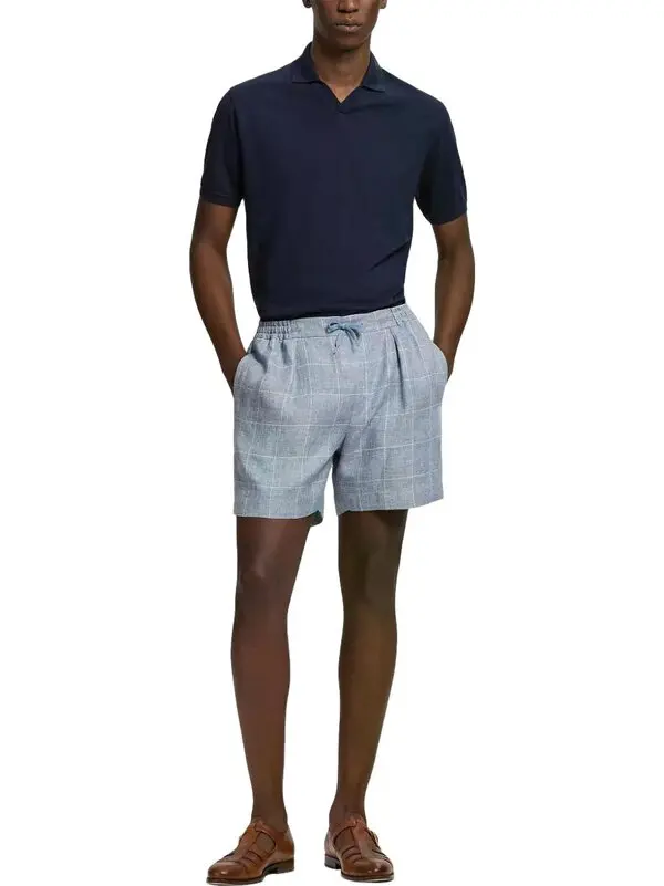 Ralph Lauren Purple Label Windowpane Check Linen Shorts - Blue