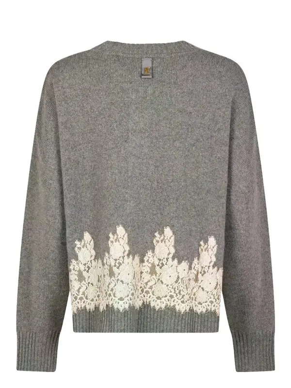 Alberta Ferretti Lace-trimmed Button-up Cardigan - Grey