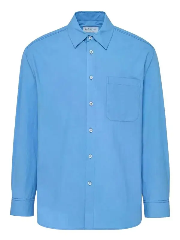 SOLID HOMME Chest-pocket Button-up Shirt - Blue