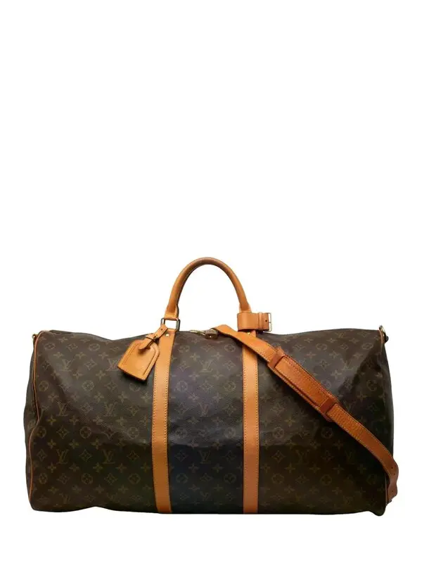 LOUIS VUITTON Monogram Keepall Bandouliere 60 Travel Bag - Brown
