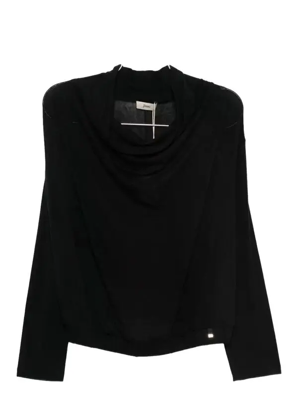 Herno Cowl Neck Long Sleeve Sweater - Black