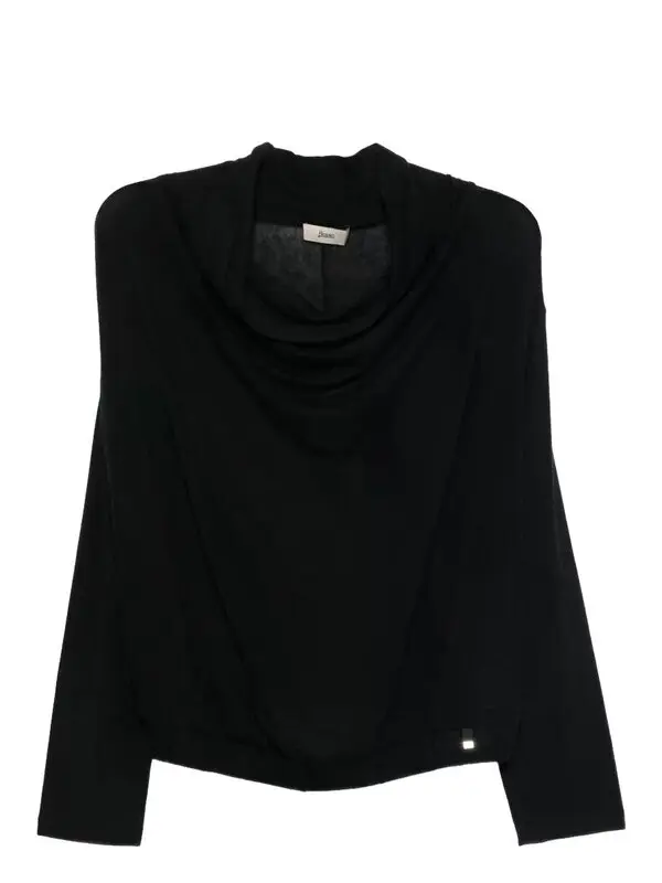 Herno Cowl Neck Long Sleeve Sweater - Black