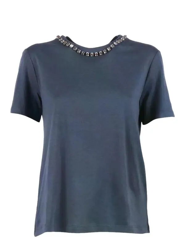 Max Mara Crystal-embellished T-shirt - Blue