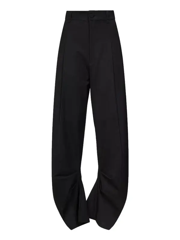 Amen Pleated Curved-leg Trousers - Black