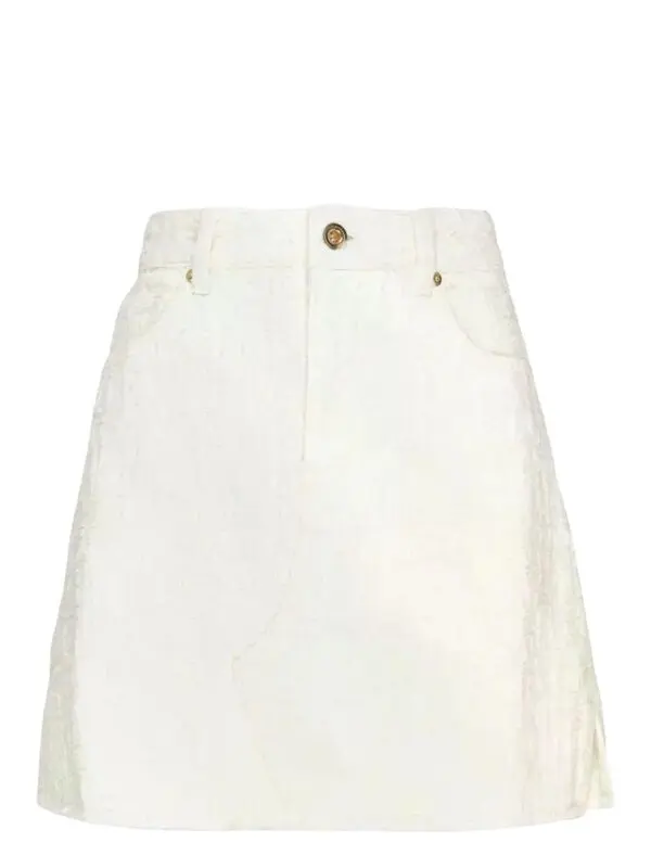 SELF-PORTRAIT Textured A-line Mini Skirt - White