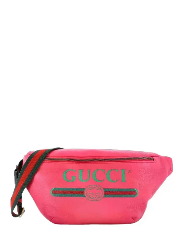Gucci Logo Printed Leather Belt Bag - Pink