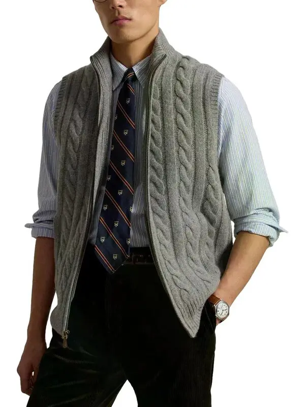 Polo Ralph Lauren Cable Knit Zip-up Vest - Grey