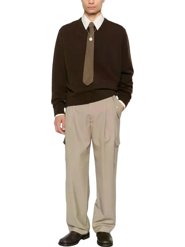 Drole De Monsieur Pleated Cargo Trousers - Neutrals