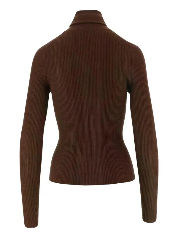 OLIVER LATTUGHI Ribbed Knit Roll Neck Jumper - Brown
