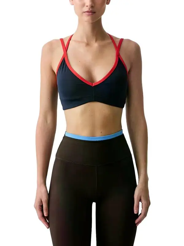 P.E Nation Paramount Logo-print Crossover-strap Sports Bra - Blue