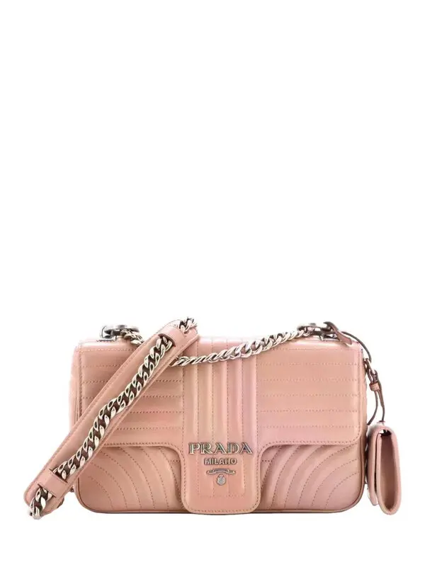Prada Quilted Leather Chain Flap Shoulder Bag - Neutrals