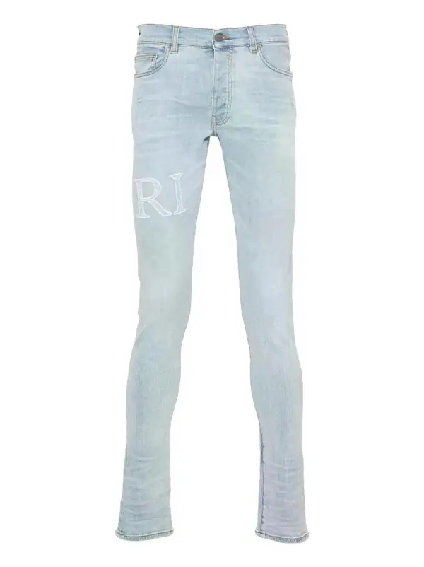Amiri Bandana-jacquard Logo-appliqué Jeans - Blue