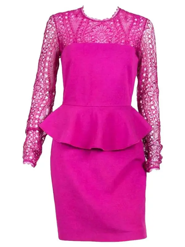Emilio Pucci Lace Peplum Midi Dress - Pink