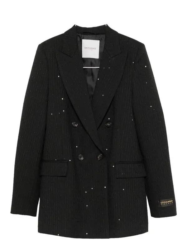 Ermanno Scervino Wool Double-breasted Jacket - Black