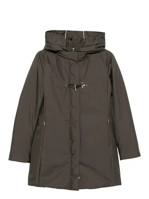FAY Nylon Midi Parka Coat - Green
