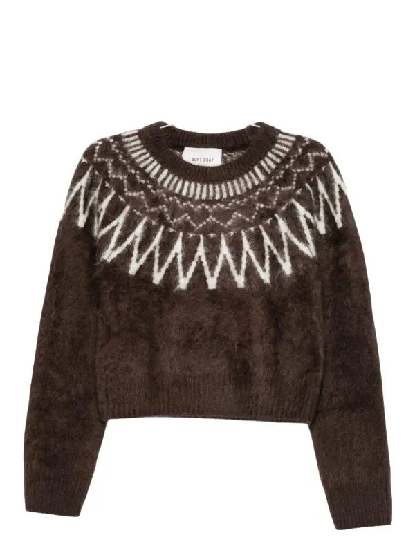 Soft Goat Wool Crewneck Sweater - Brown