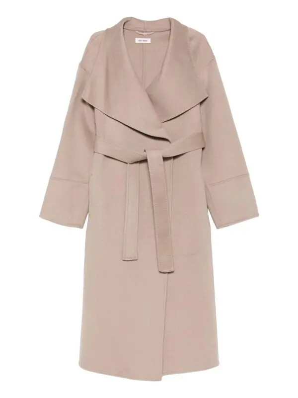 Soft Goat Wool Belted Coat - Beige