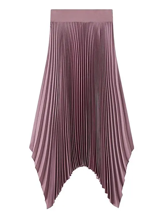 JOSEPH Plissé Crepe Midi Skirt - Lilac