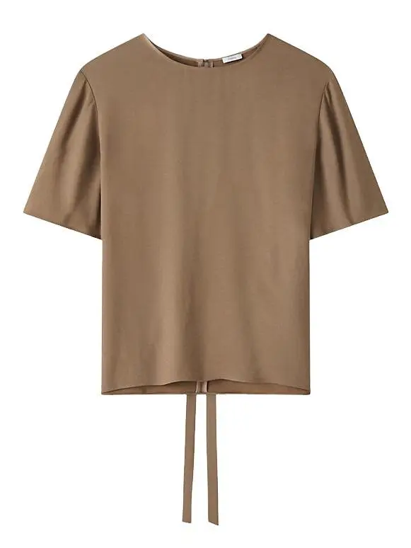 JOSEPH Atheris Tie-waist Crepe Top - Sable