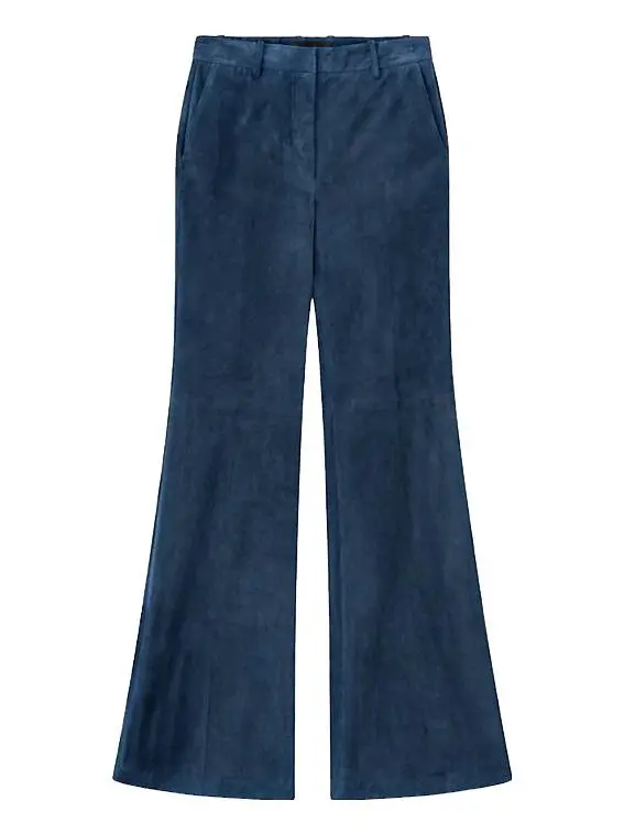 JOSEPH Tafira Flared Suede Trousers - Abyss