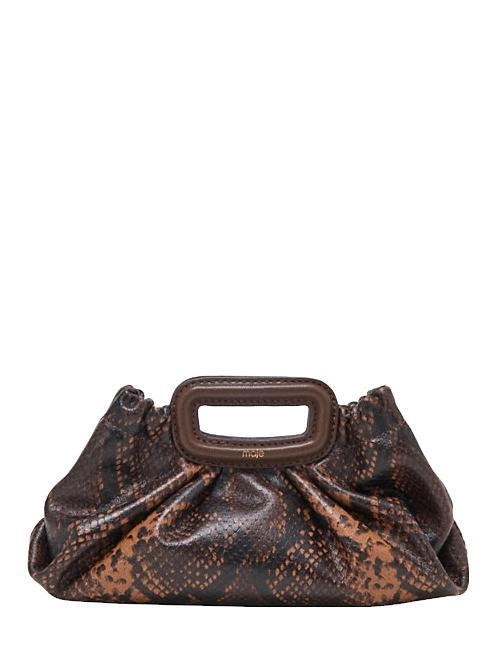 Maje Milpli Leather Clutch Bag - Brown Snake Print