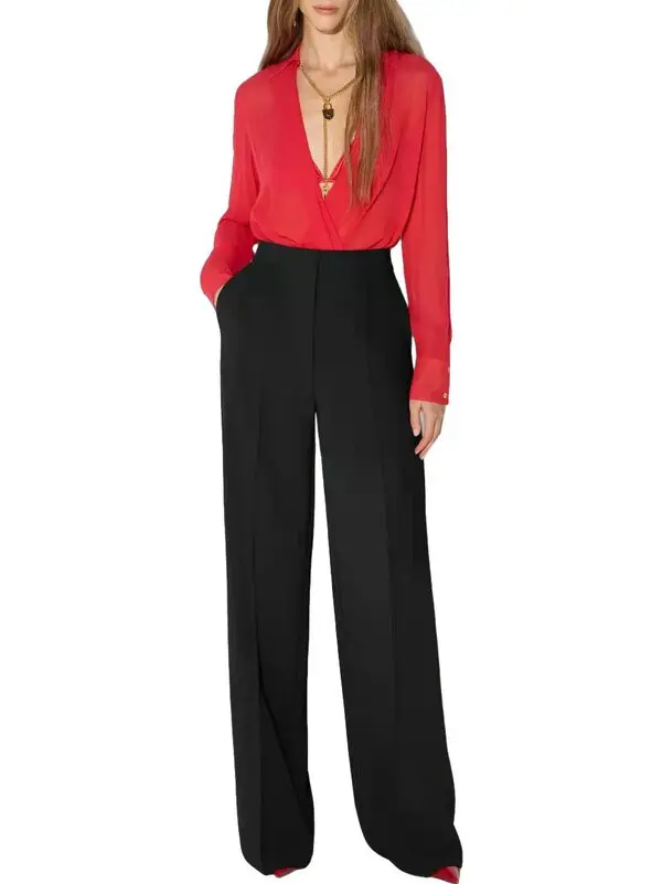 Elisabetta Franchi Lightweight Crêpe Palazzo Trousers - Black
