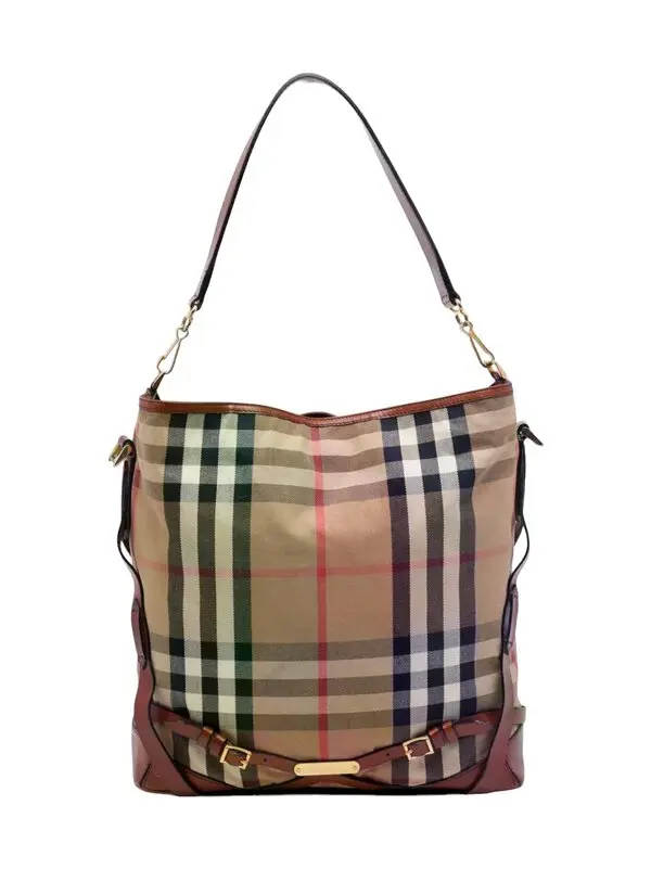 Burberry House Check Canvas Gosford Bridle Satchel - Neutrals