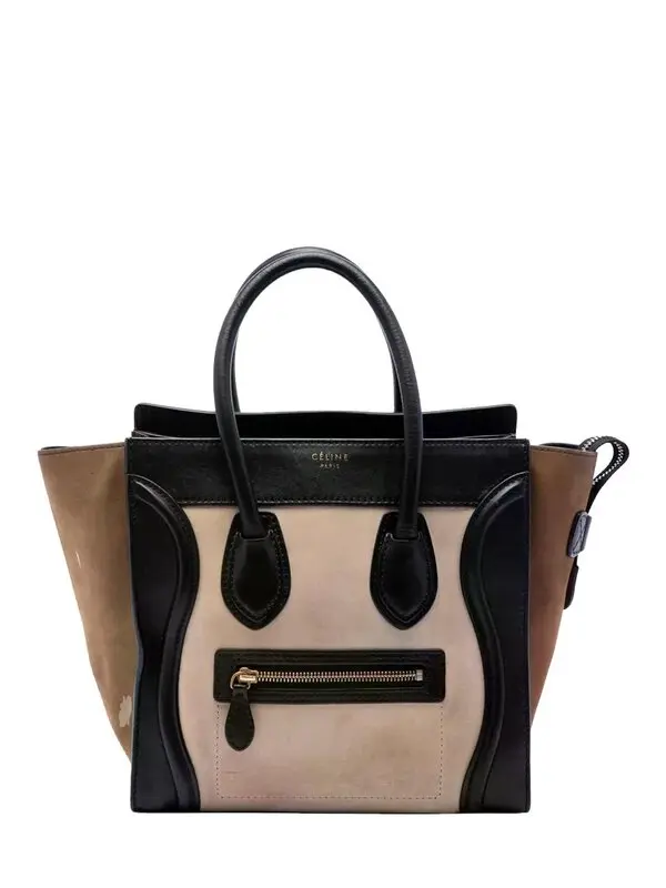 Celine Calfskin And Suede Luggage Tote Bag - White