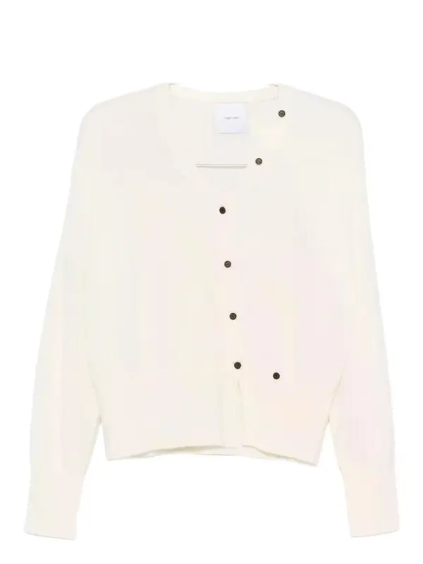 IVORY PARIS Asymmetric V-neck Long Sleeve Sweater - Neutrals
