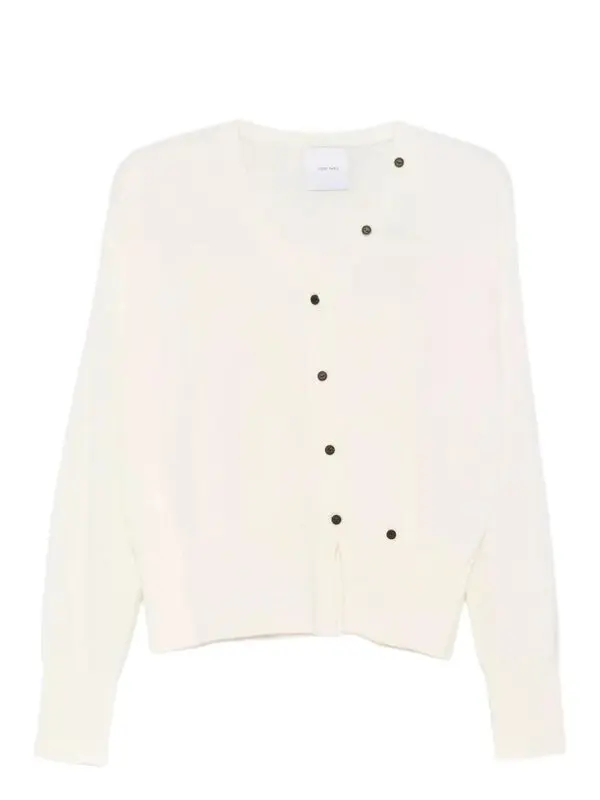 IVORY PARIS Asymmetric V-neck Long Sleeve Sweater - Neutrals