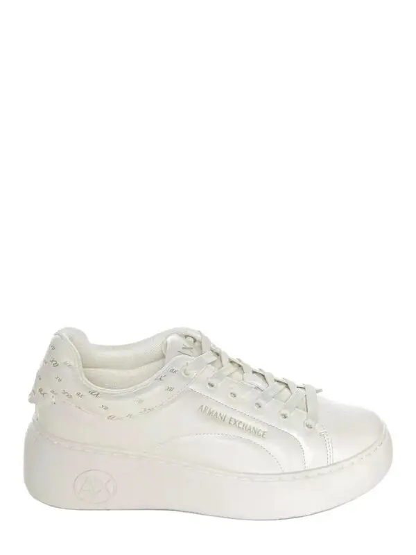 Armani Exchange Logo Print Platform Sneakers - White