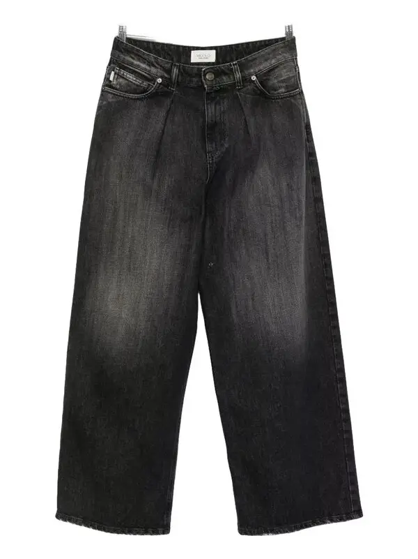 VICOLO Pleated Acid Wash Jeans - Grey