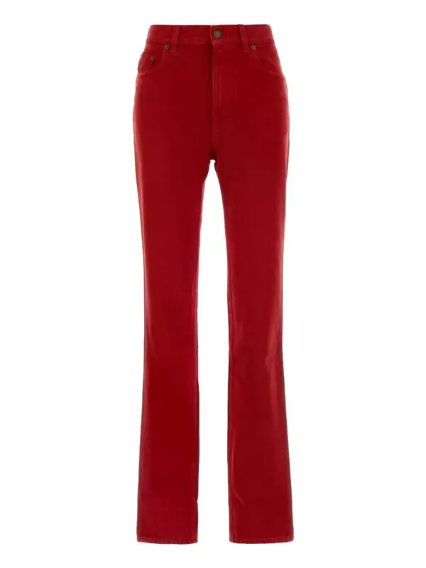 Chloé Logo-patch Slim-leg Jeans In Berry - Red